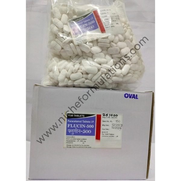 Bulk Flucin Paracetamol Tablets 500mg (Oval) - Niche Formulations