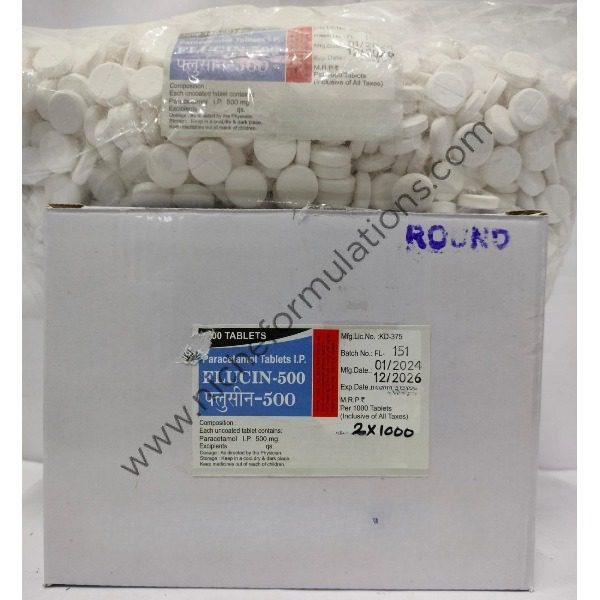 Bulk Flucin Paracetamol Tablets 500mg (Round) - Niche Formulations