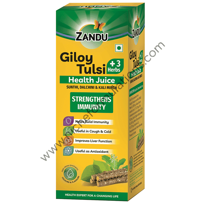 Zandu Giloy Tulsi +3 Herbs Juice for Cough & Cold Relief | Supports ...